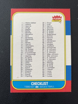1986 Fleer Basketball #132 Checklist With Awesome Corners | eBay