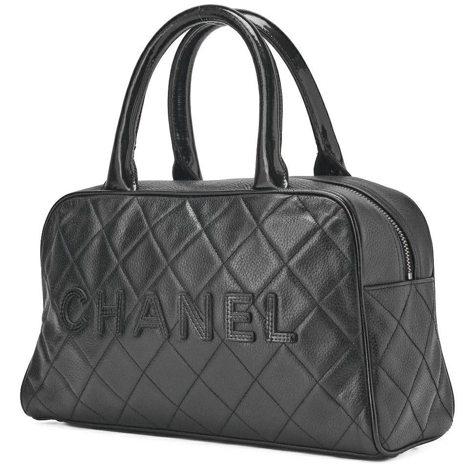 Chanel Handbag Mini Boston Bag Caviar Skin Matelasse Black Silver ...
