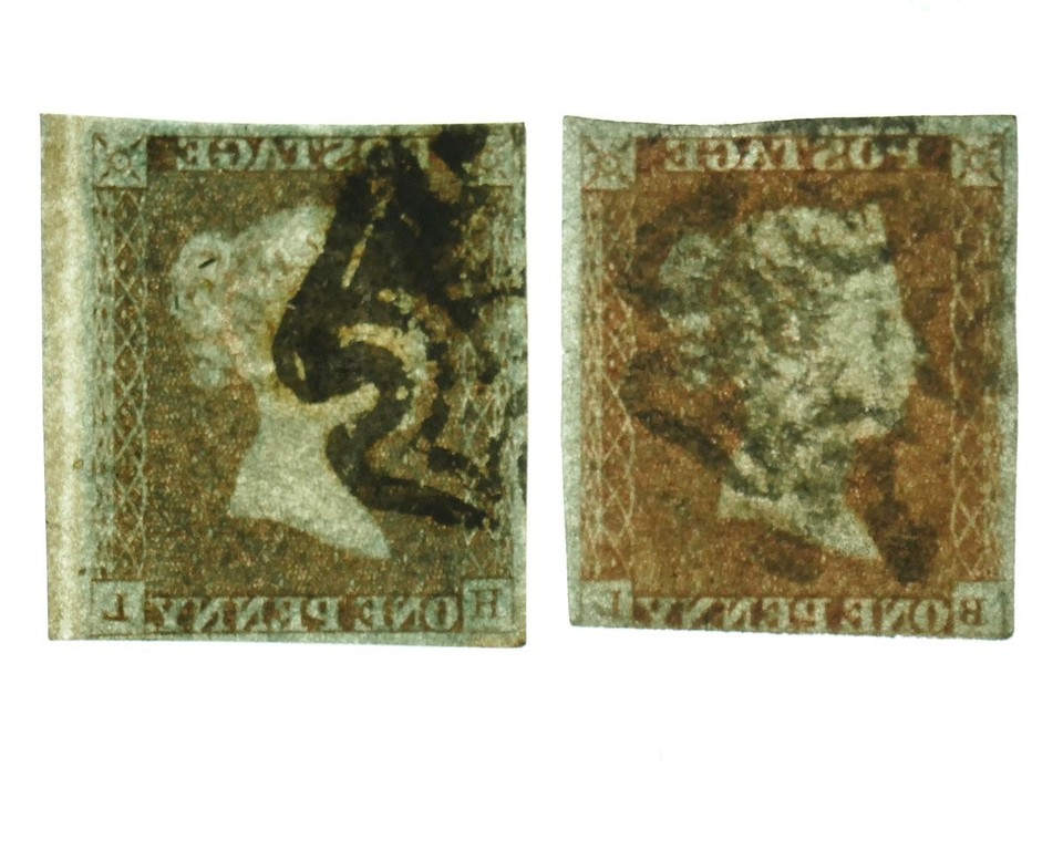 4 Imperforate Penny Red Stamps. Maltese Cross. MX. One Penny. 1840s. JF ...