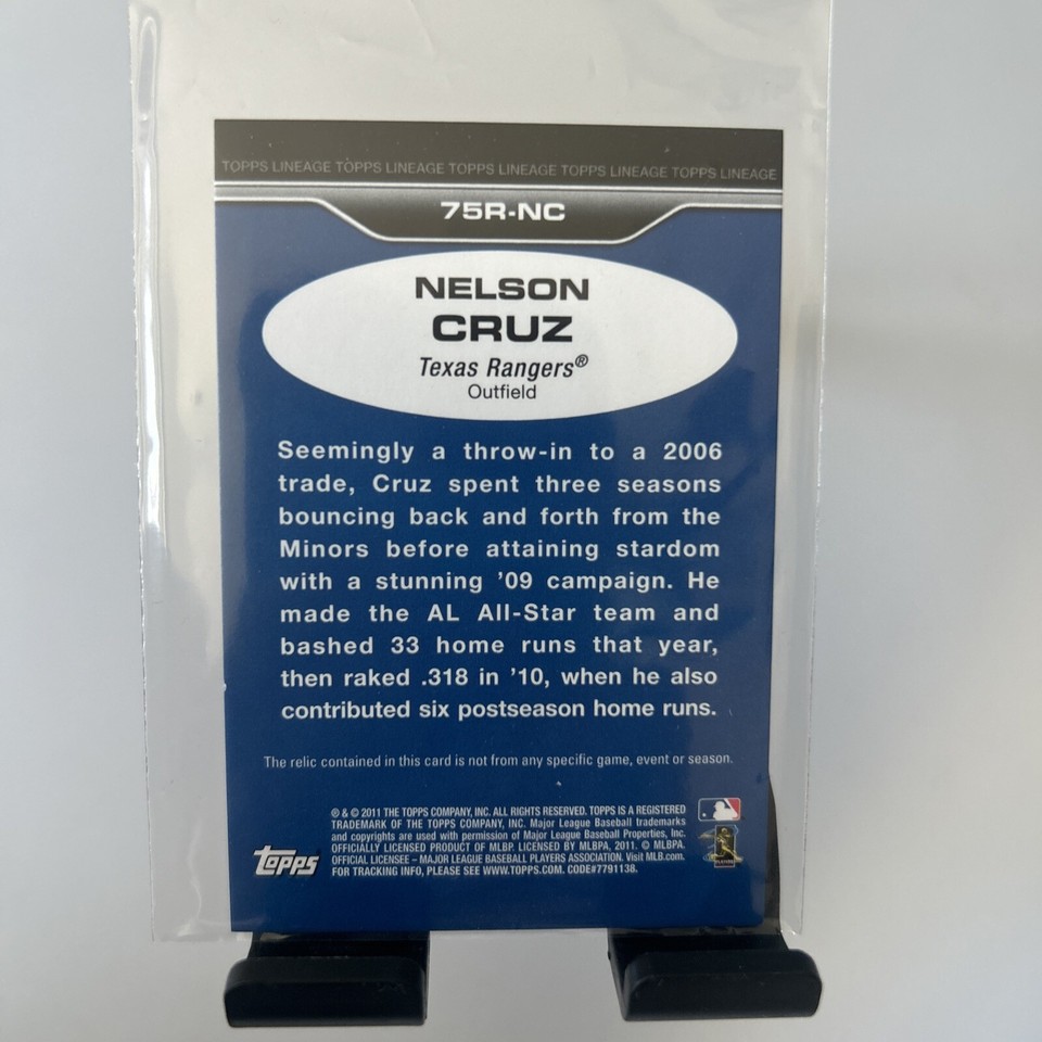 2011 Topps Lineage Nelson Cruz Mini Game Used #75R-NC | eBay