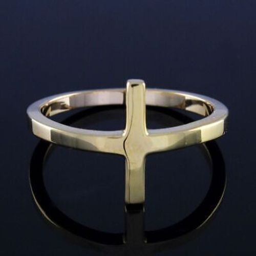 Cross Pinky Ring For Women's Sz 7 625I 14K Yellow Gold Plated Sterling ...