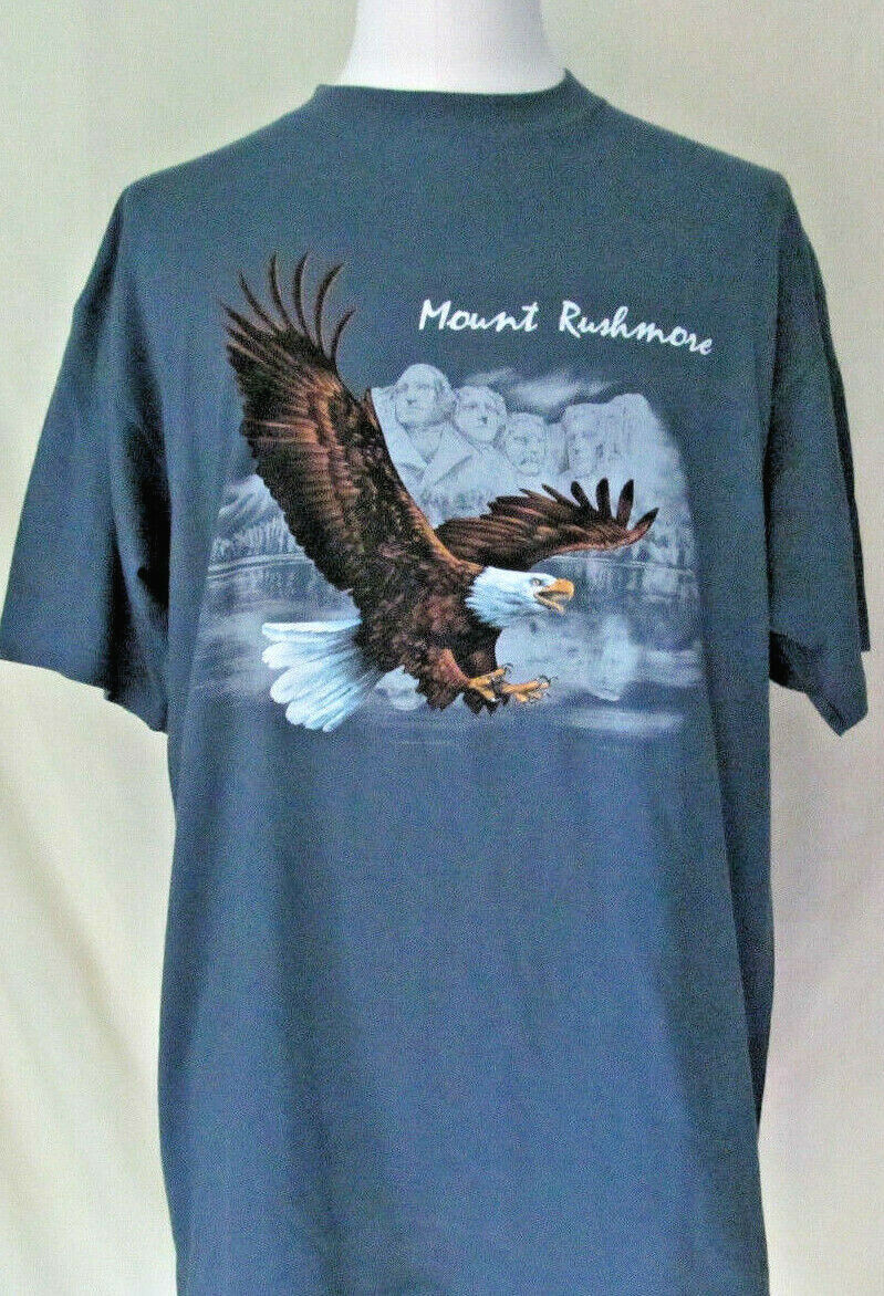 Mt Rushmore Bald Eagle Patriotic American Mens Size X… Gem