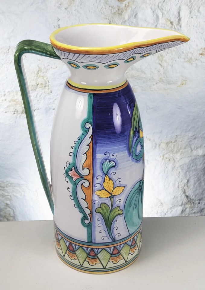Vintage Signed Deruta Hand Painted Italy Renaissance Portrait Jug ...