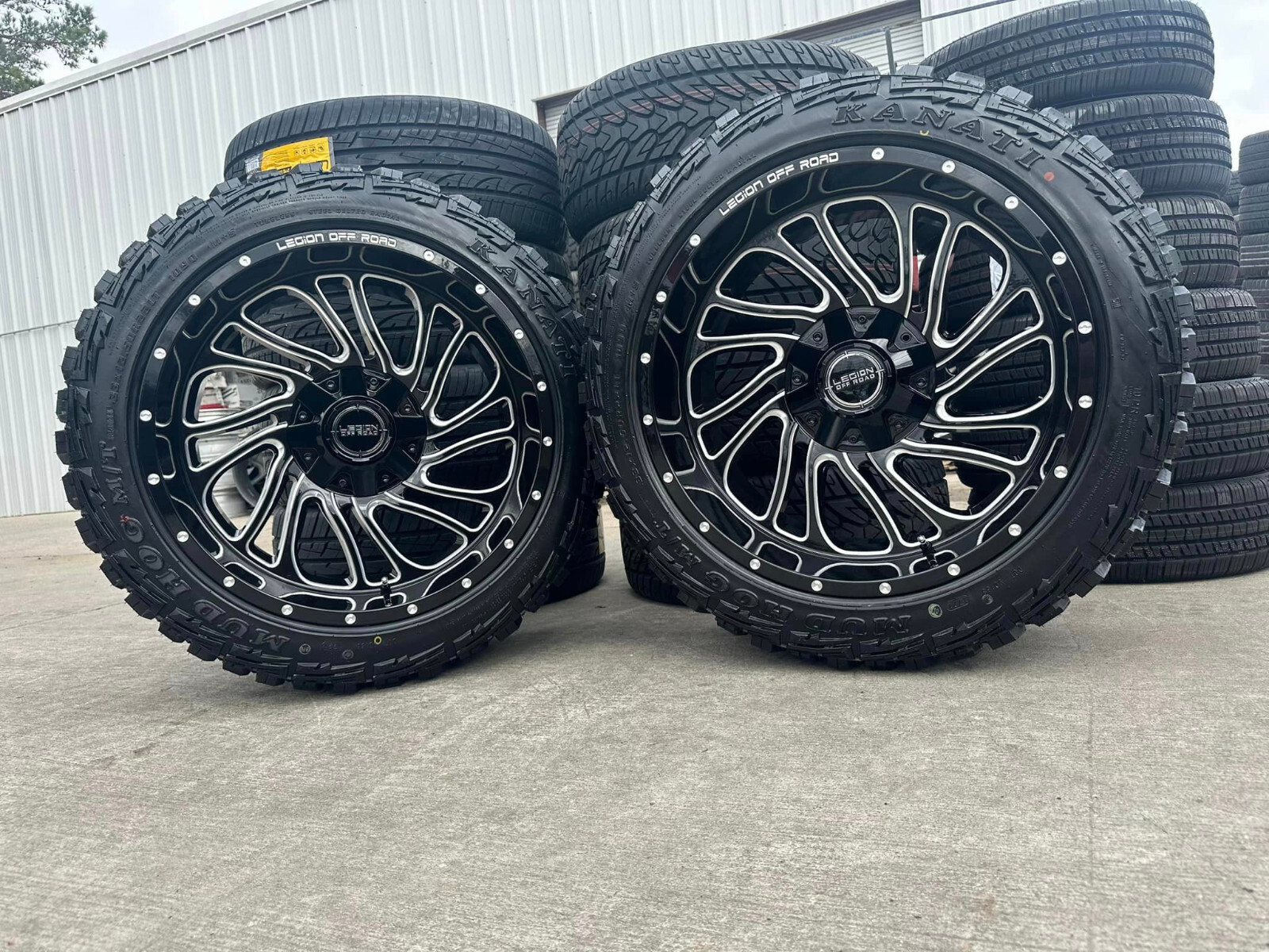 4 NEW 22X12 LEGION OFF ROAD RIM TIRE WHEEL GLOSS BLACK MILLED 8X180 GMC ...