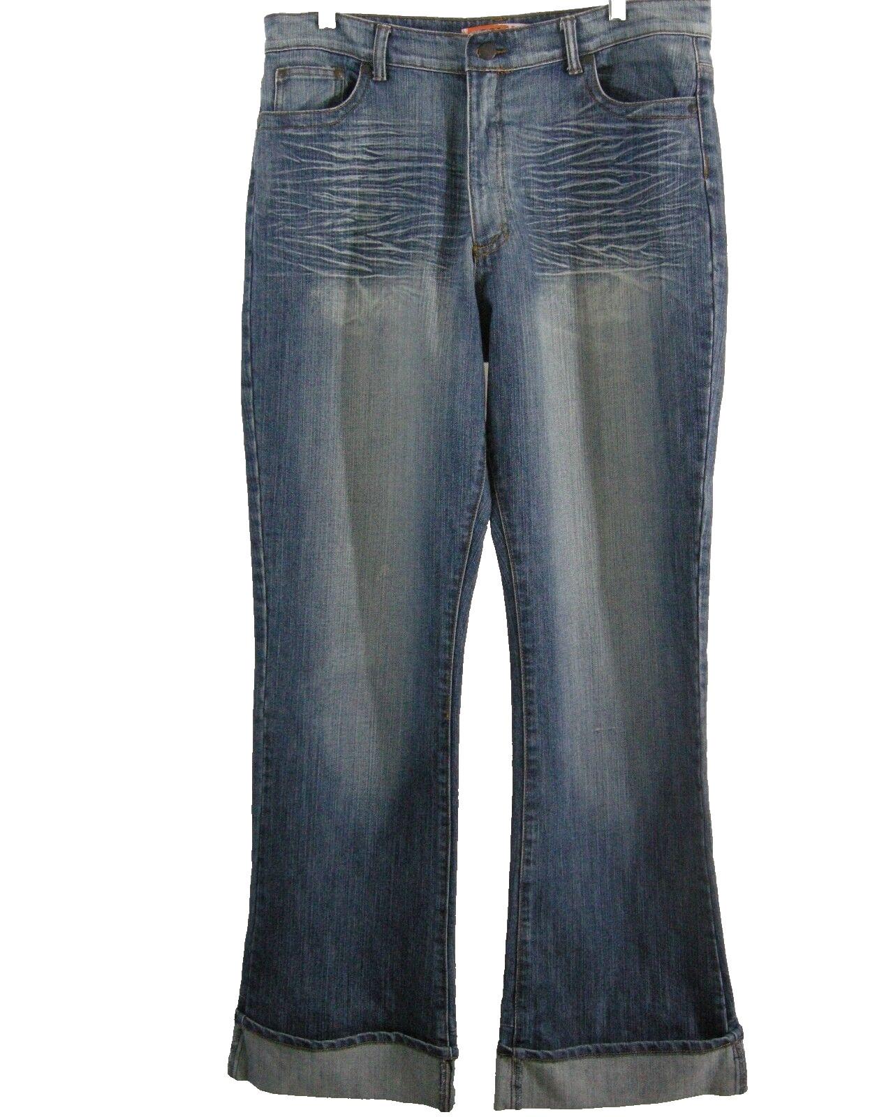 Jeans Distressed Apollo Rolled Up Cuff High Waist Fla… - Gem