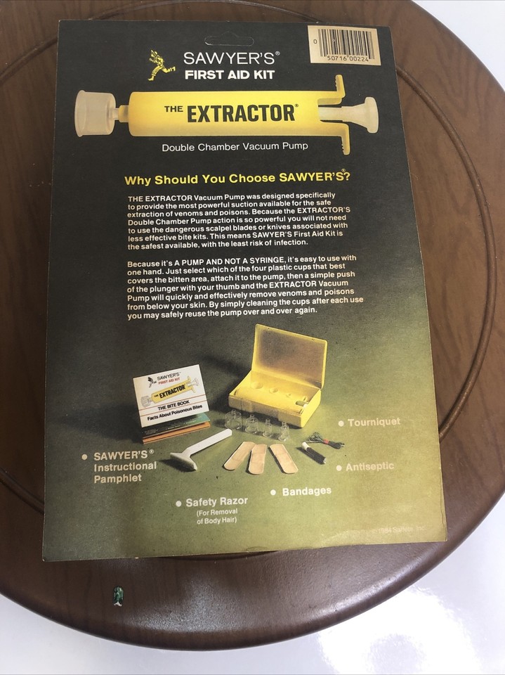 Sawyer's First Aid Extractor Pump Snake Bite and Sting Kit Vintage 1984 ...