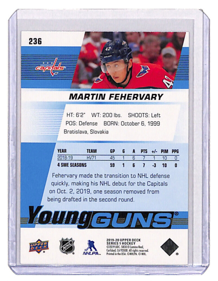 2019-20 Upper Deck Martin Fehervary Young Guns #236 RC | eBay