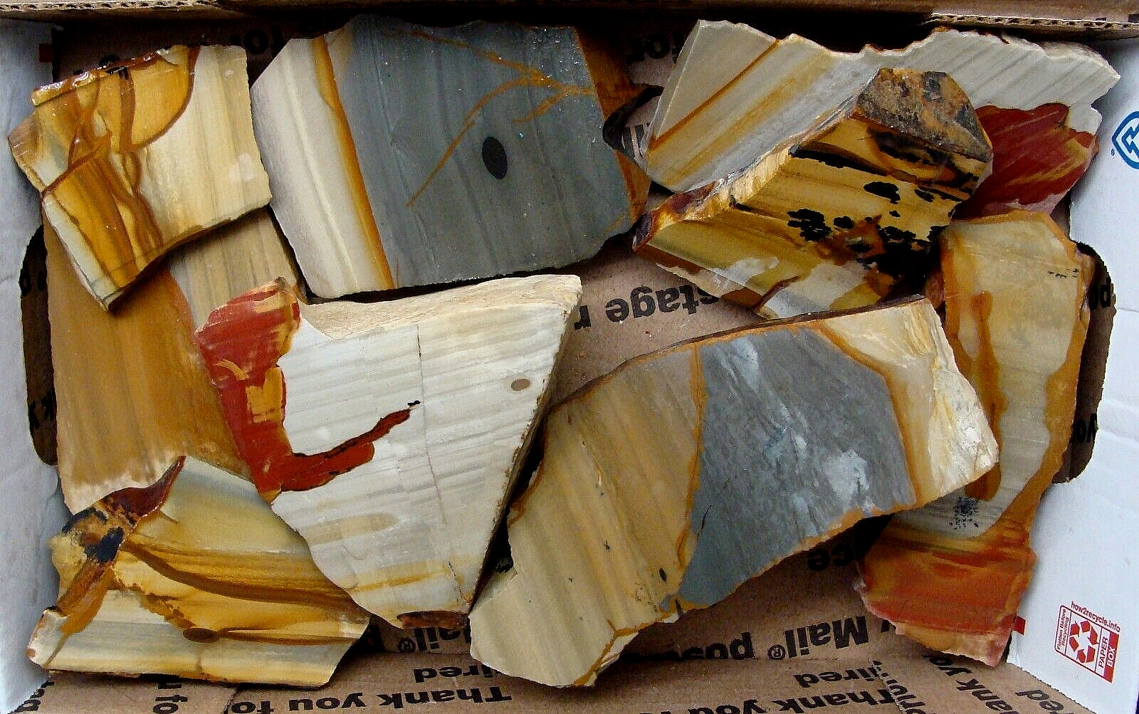 32 Ounces (2 Pounds) Faced Owyhee Sunset Picture Jasper Rough Cabochons ...