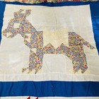 Vintage Unfinished DONKEY Giddap Quilt Top DAMAGED 80x75 Hand Stitched ...