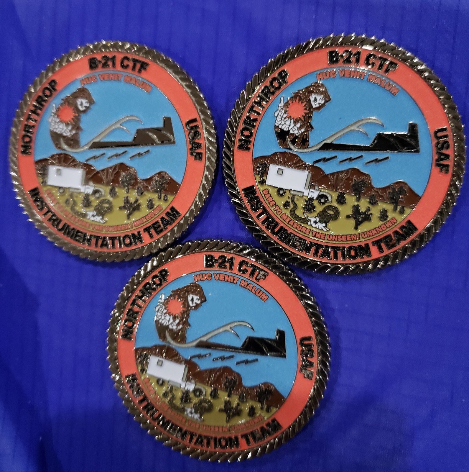 LOT OF 3 B-21 Raider Stealth Bomber 2" Challenge Coins Northrop Grumman ...