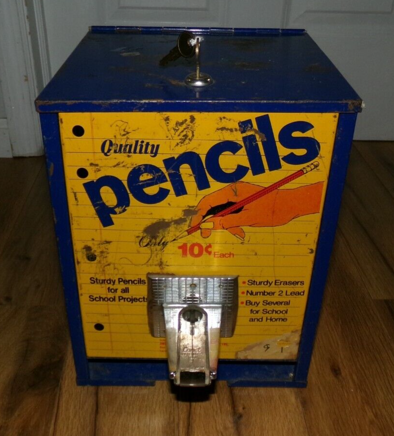 Vintage 1950s 10 Cent Dime Quality Pencils Coin Operated School Vending ...