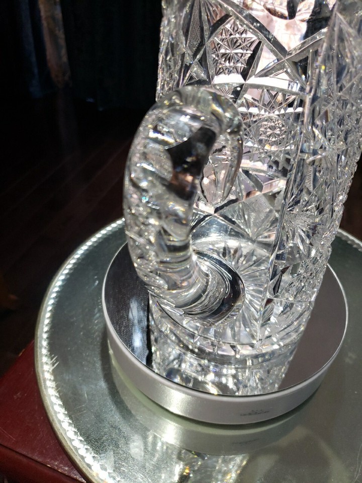 PITCHER TANKARD AMERICAN BRILLIANT PERIOD CUT GLASS CRYSTAL HIGGINS ...