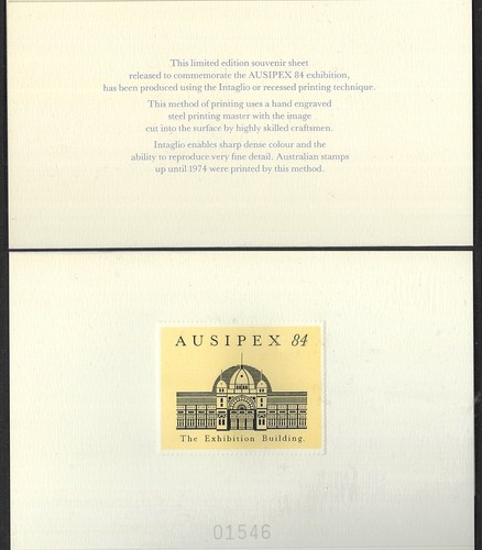1984 Australia AUSIPEX The Exhibition Building Intaglio Print No.01546 ...