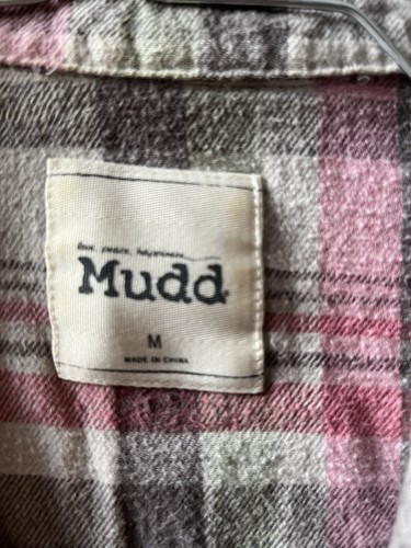 Mudd Women's Flannel Plaid Size M Pink Light Green Grey and Cream Long ...