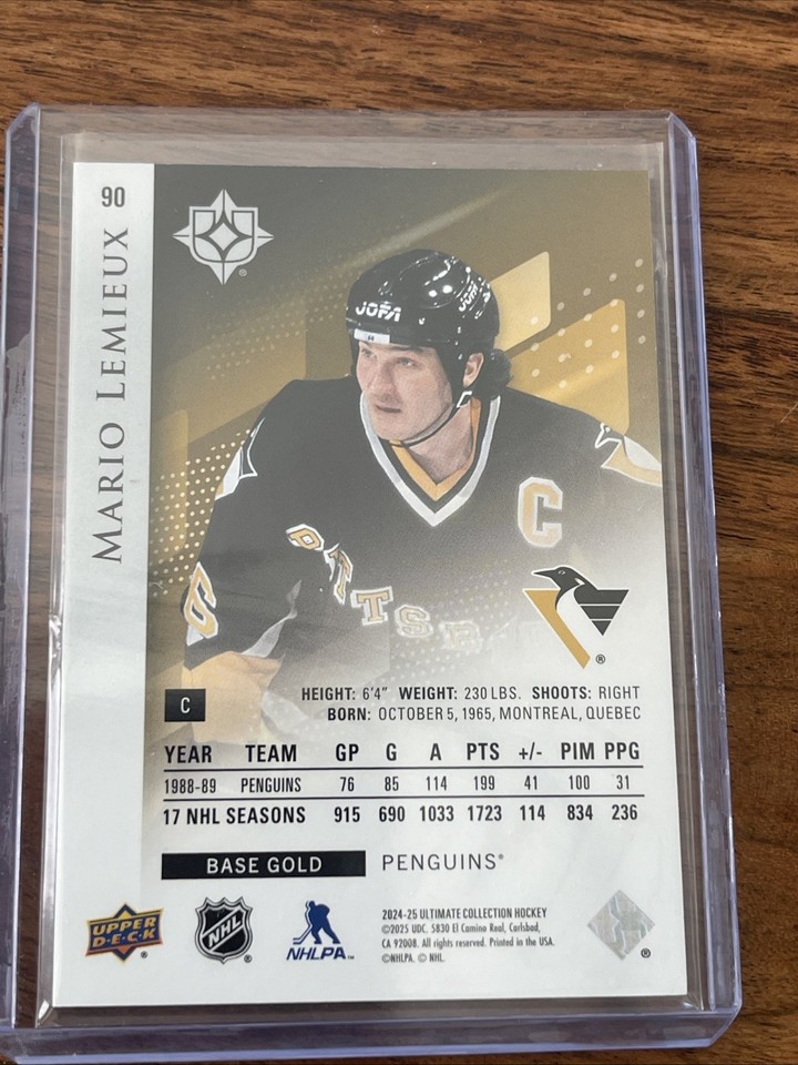2024-25 Ultimate Collection MARIO LEMIEUX Base Gold /99 penguins legend ...