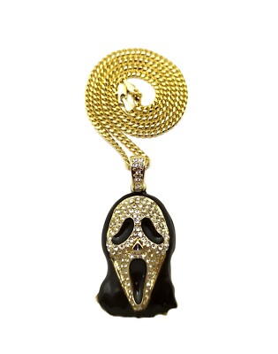 Iced Scream Mask Halloween Pendant Box, Rope, Cuban Chain Necklace ...