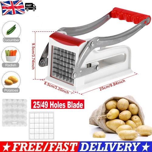 Potato Chipper Chip Chopper Cutter Slicer Maker & 2 Steel Edges French ...