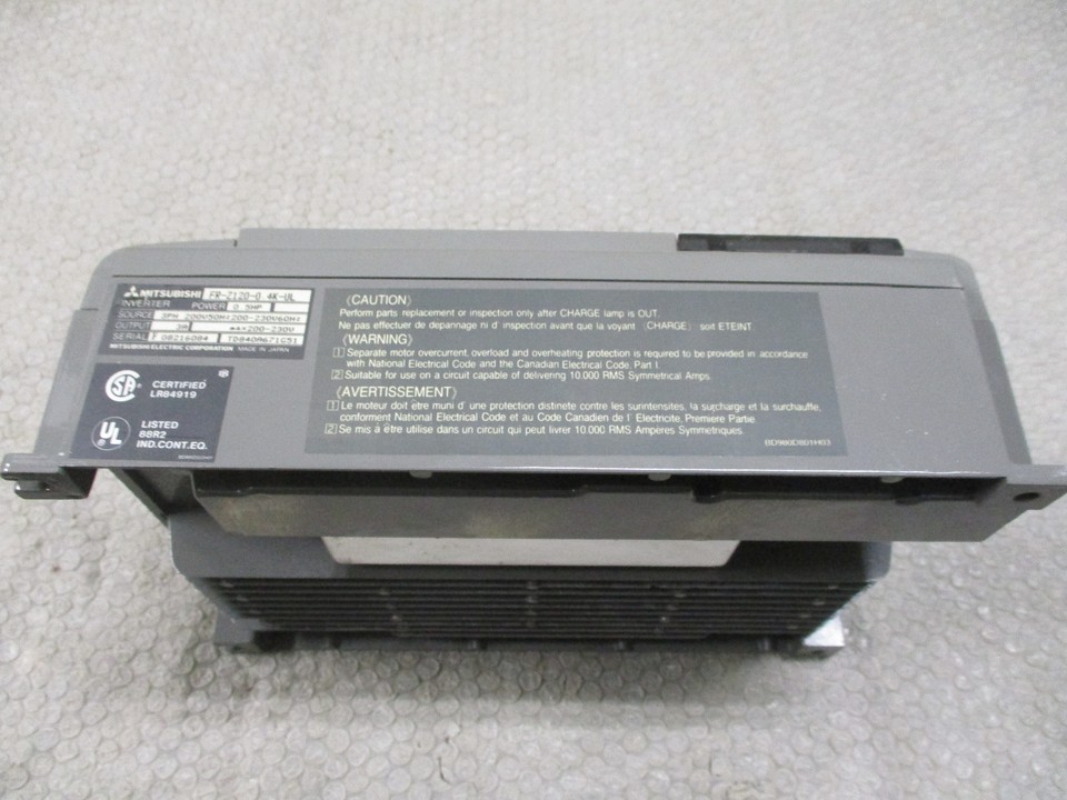 Mitsubishi FR-Z120-0.4K-UL Freqrol-Z120 AC Inverter 200-230VAC 0.5HP 3A ...
