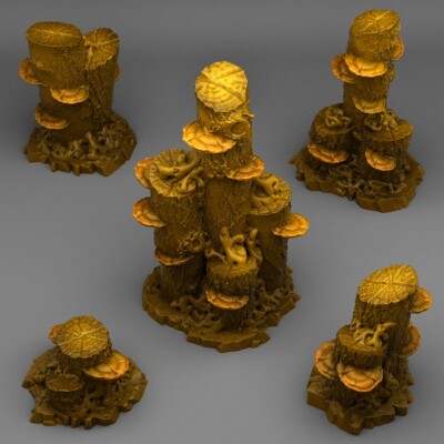 Enchanted Mushroom Logs-3D Printed Resin RPG/DnD Tabletop Gaming ...