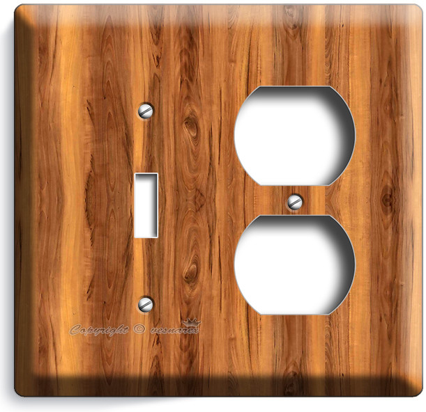 WALNUT WOOD GRAIN STYLE LIGHT SWITCH OUTLET WALL PLATE HOME OFFICE HD ...