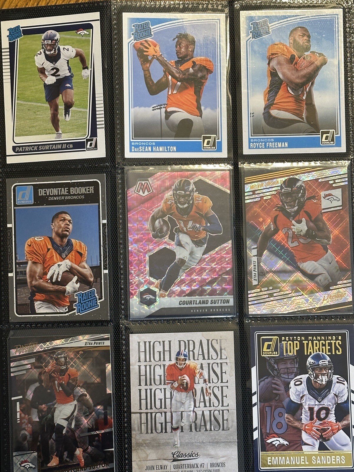 DENVER BRONCOS FOOTBALL CARD LOT 27 CARDS Prizm Mosaic Donruss Rookies ...