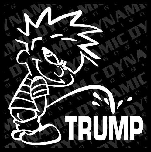 Large 6" Calvin pee piss on Trump sticker funny JDM vinyl window decal ...