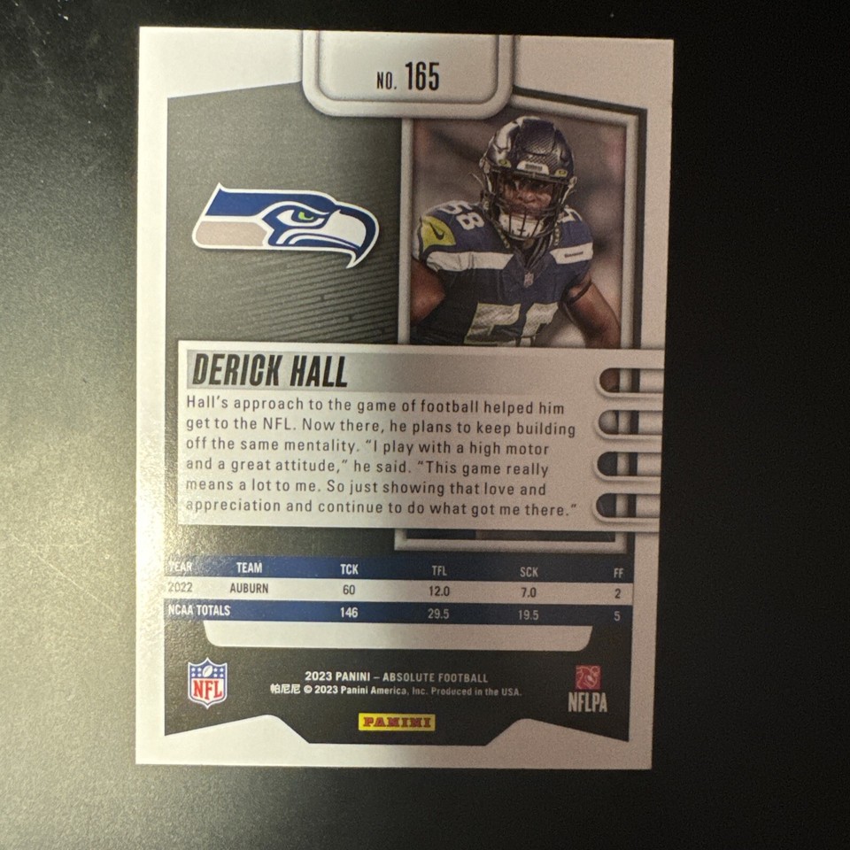 2023 Panini Absolute #165 Derick Hall. Rookie Card! Free Shipping! | eBay