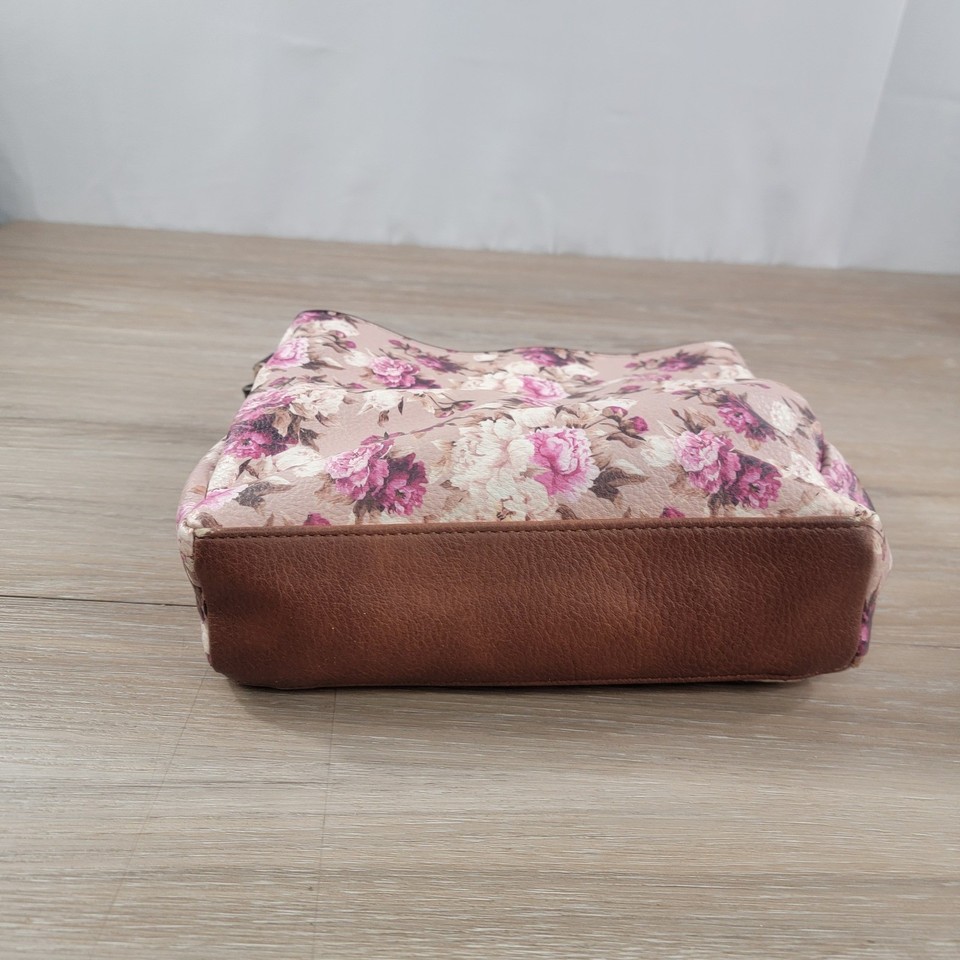 Rosetti Floral Crossbody Bag Pink Brown Faux Leather Adjustable Strap ...