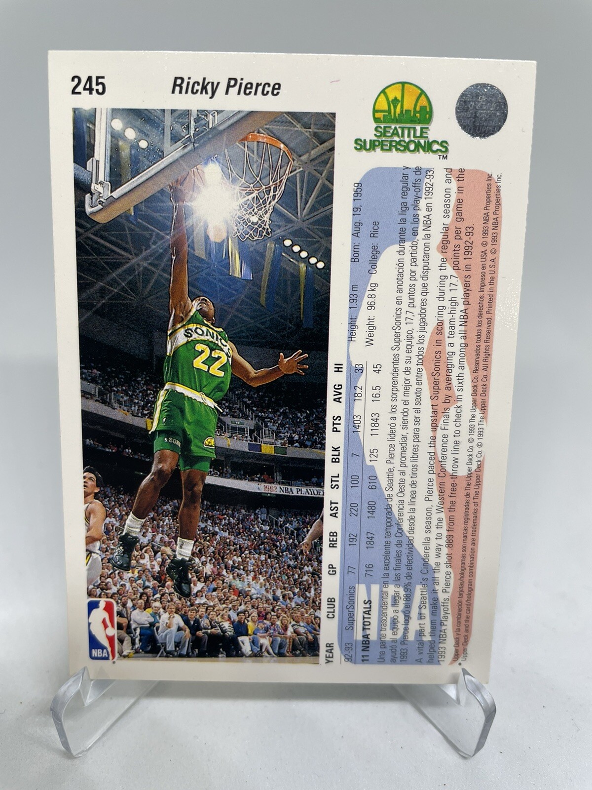 1992-93 NBA Upper Deck Ricky Pierce 🏀 Seattle SuperSonics | eBay