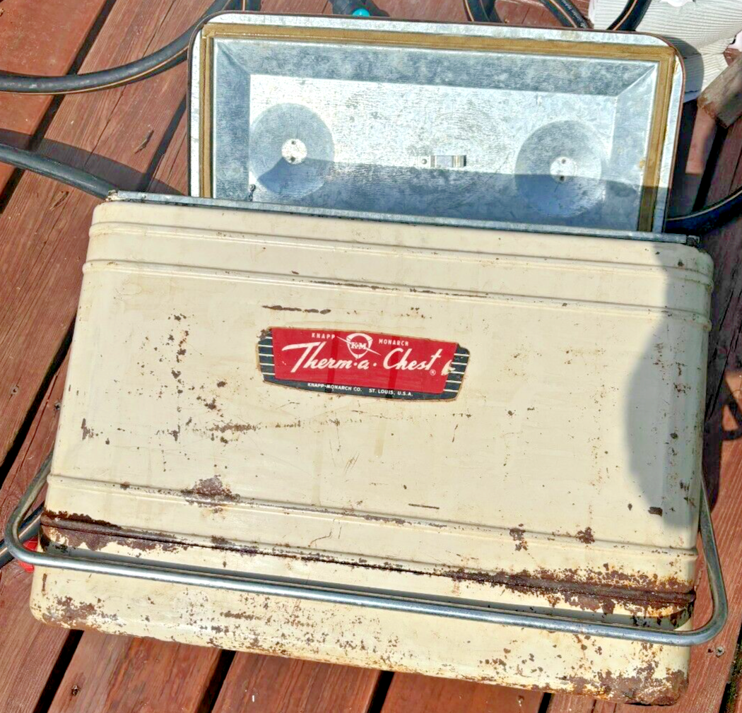 Large Therm-a-chest metal cooler ice chest vintage Knapp & Monarch Mid ...