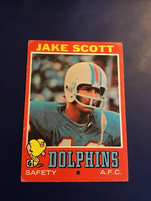 1971 Topps # 211 JAKE SCOTT Rookie Miami Dolphins VG-EXT Nice Shape ...