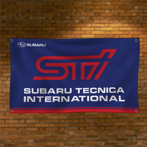 Subaru STI Banner Flag 3x5ft Car Show Street Racing Man Cave Wall Decor ...