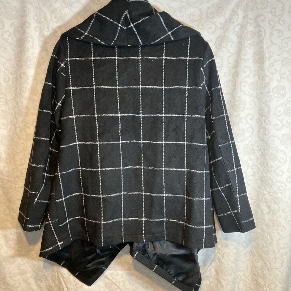 Chicwish Window Pane Patrn Asymmetrical Wrap Wool Blend Coat - Sz L NWT ...