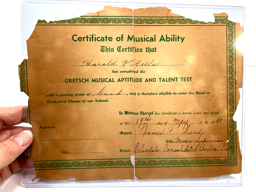vtg 1939 UNUSUAL Gretsch Musical Aptitude Talent Test Certificate | eBay