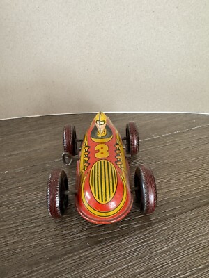 VINTAGE MARX - NO 3 RACE CAR WIND-UP TIN LITHO with key! | eBay