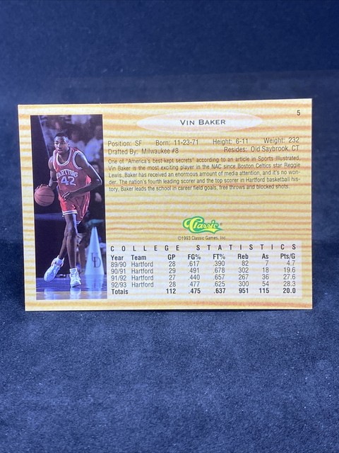 1993-94 Classic Draft Picks - #5 Vin Baker (RC) for sale online | eBay