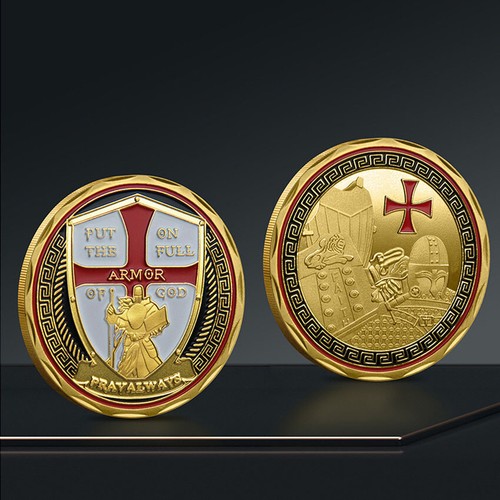 20 PCS Gold Plated Commemorative Decoration Challenge Coin Crusader ...