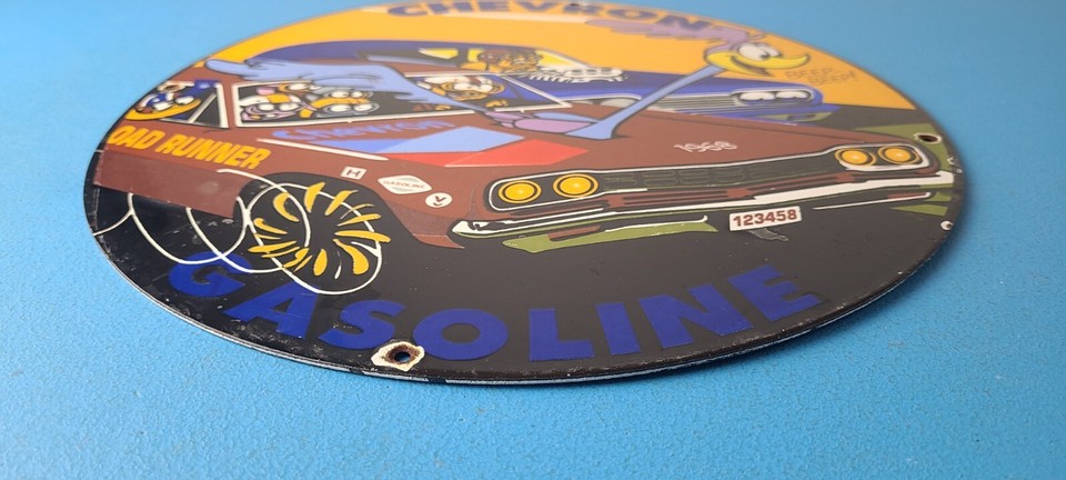 Vintage Chevron Gasoline Sign - Mopar Road Runner Racing Auto Gas ...