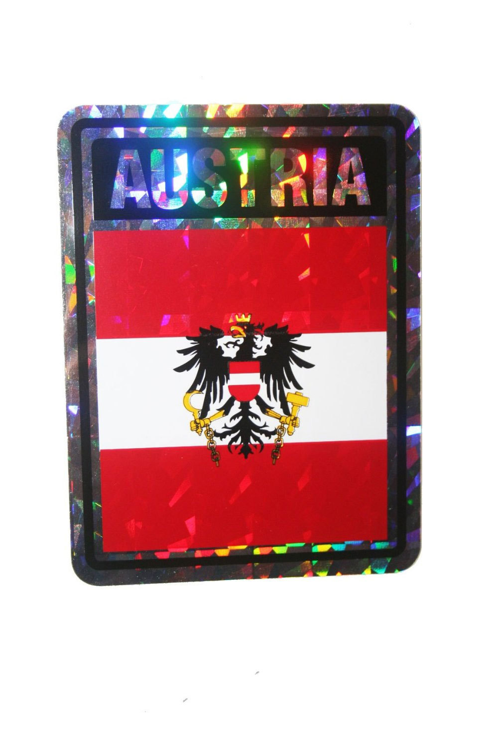 AUSTRIA WITH EAGLE COUNTRY FLAG METALLIC BUMPER STICKER DECAL .. 4 X 3 ...