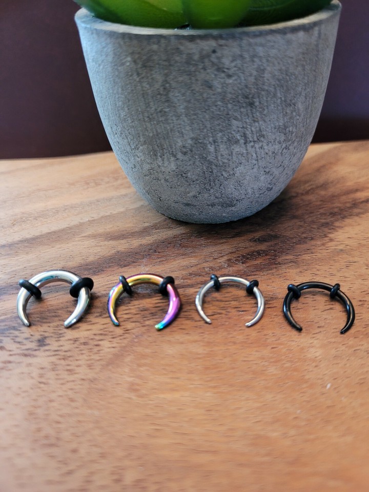 6g 8g 10g 12g Steel Black Rainbow Pinchers for Ears Septum Horseshoe ...
