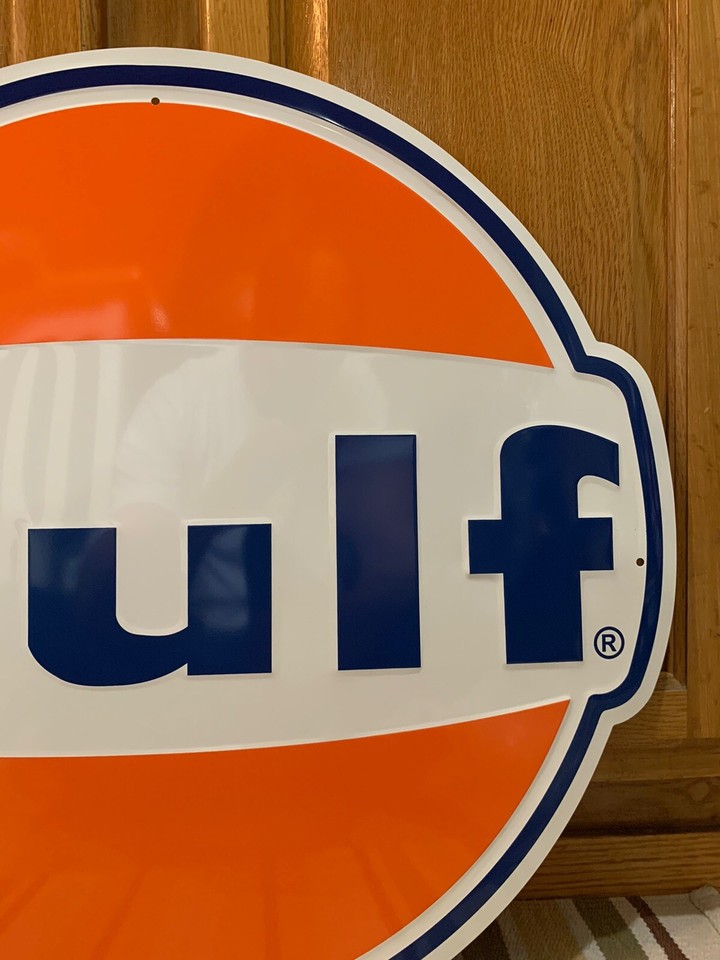 Gulf Gasoline Metal Sign Garage Vintage Style Wall Decor Tools Oil Bar ...