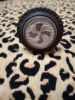 Antique Victorian Glass Brass Pinwheel Floral Picture Hanger Curtain ...