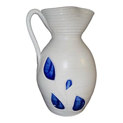 Williamsburg Pottery VA Salt Glazed Blue Leaf Pattern Creamer / Small ...