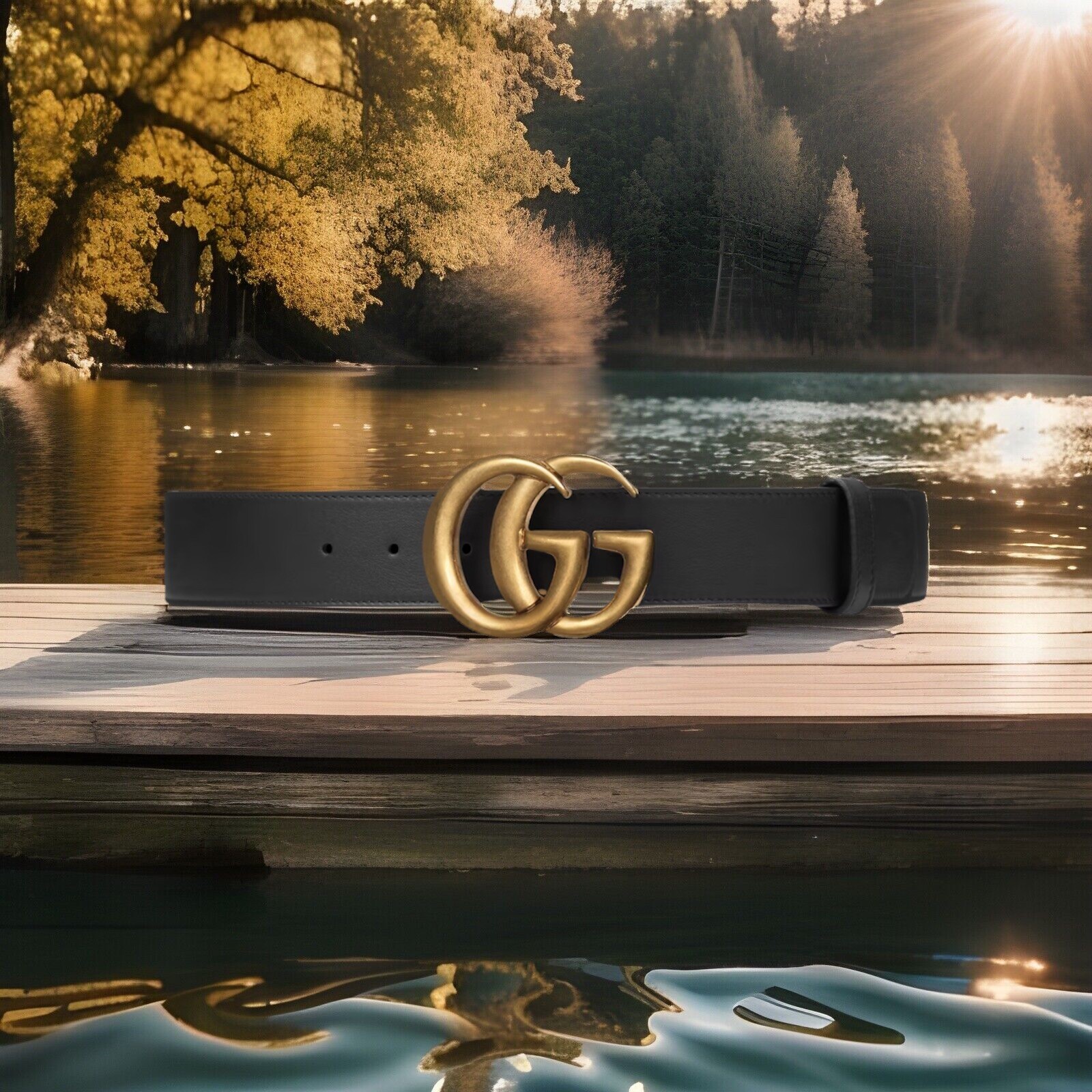 GUCCI iconic GG logo Marmont wide leather belt | blac… - Gem