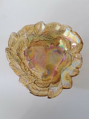 Vtg Grape Iridescent Triangle Carnival Glass Candy Trinket Bowl Dish 7 ...