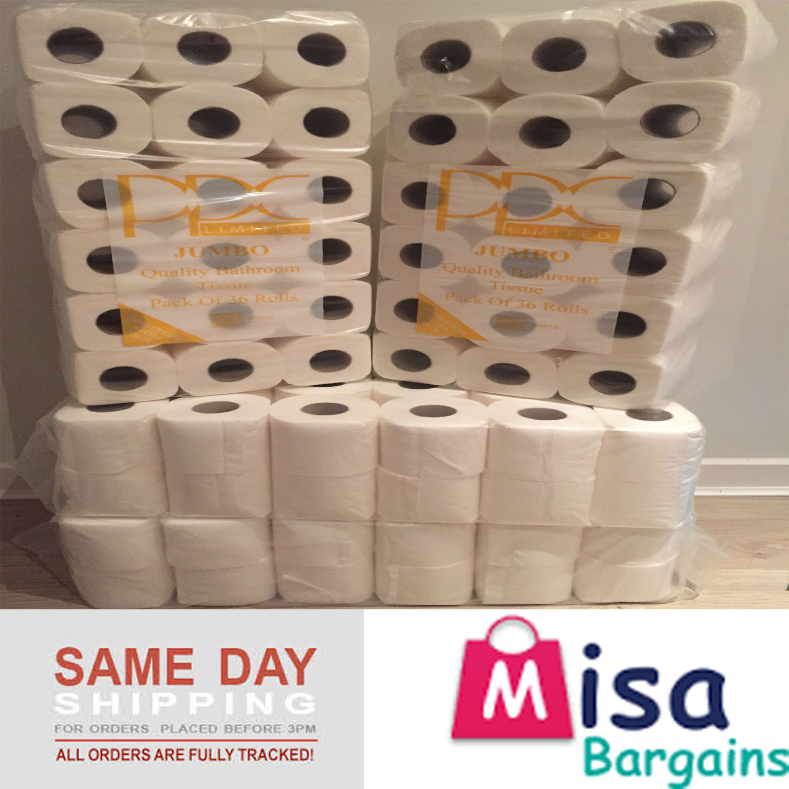 144 ROLLS TOILET TISSUE PPC JUMBO PURE WHITE QUILTED 2PLY JOBLOT 200 ...