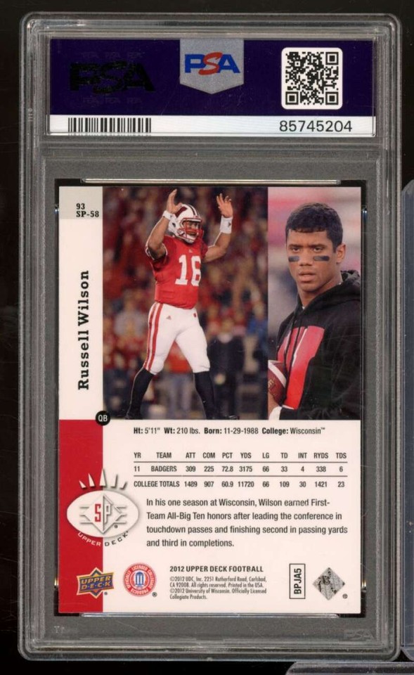 Russell Wilson Rookie Card 2012 Upper Deck #SP-58 PSA 10 | eBay