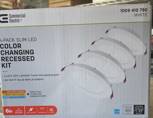 Commercial Electric 4-pack Slim LED 6” Color Changing Recessed Kit ...