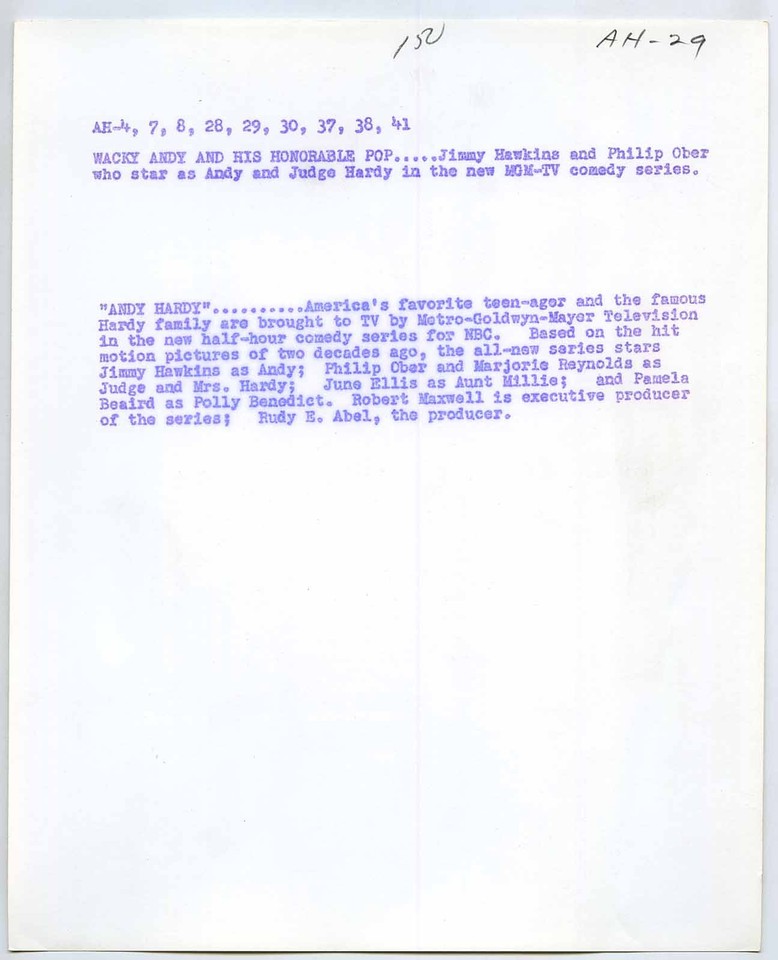 o15522 1962 orig photo Jimmy Hawkins, Philip Ober TVM Andy Hardy orp ...