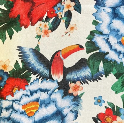 Anthropologie Farm Rio Designer Sewing Fabric Viscose Floral Toucan ...